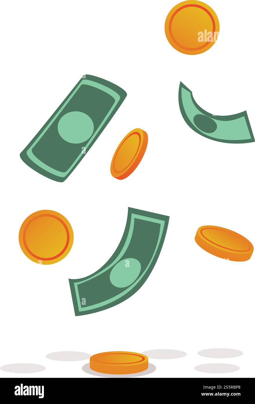 Dollar banknotes, gold coins icon. Cartoon of dollar banknotes, gold ...