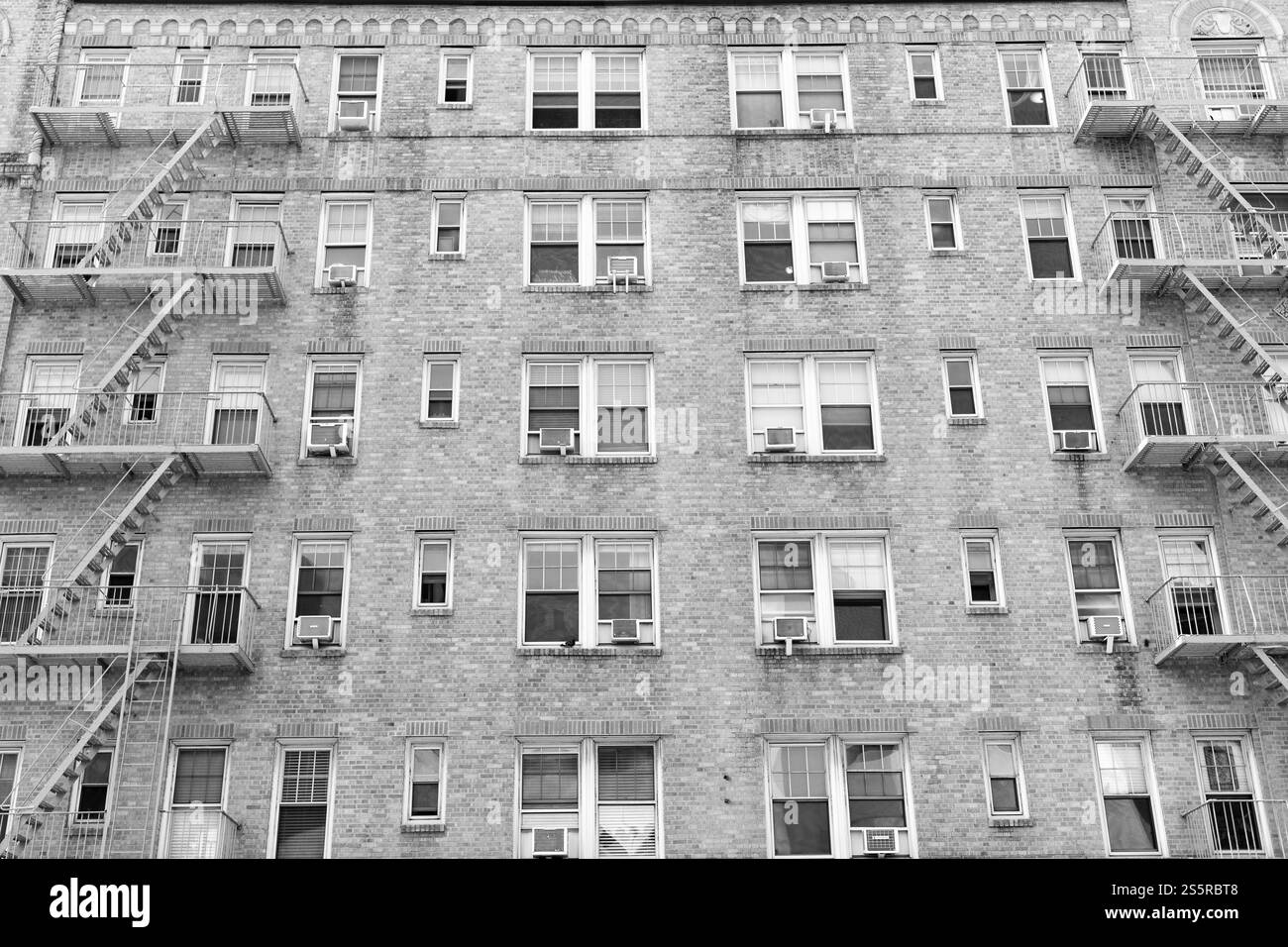 Fire escape on a building. Fire escape ladder. Detail view of an old ...