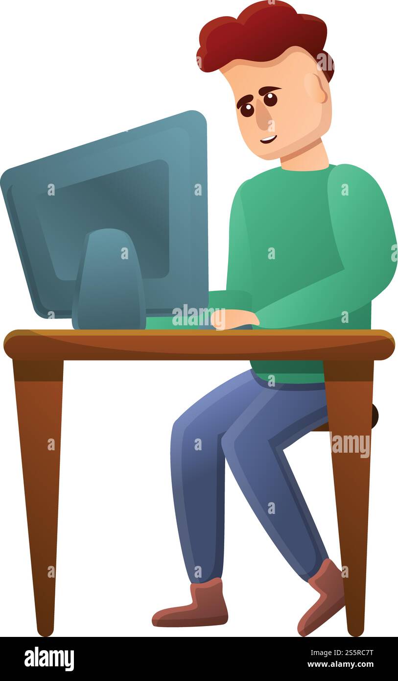 Computer addiction icon. Cartoon of computer addiction vector icon for ...