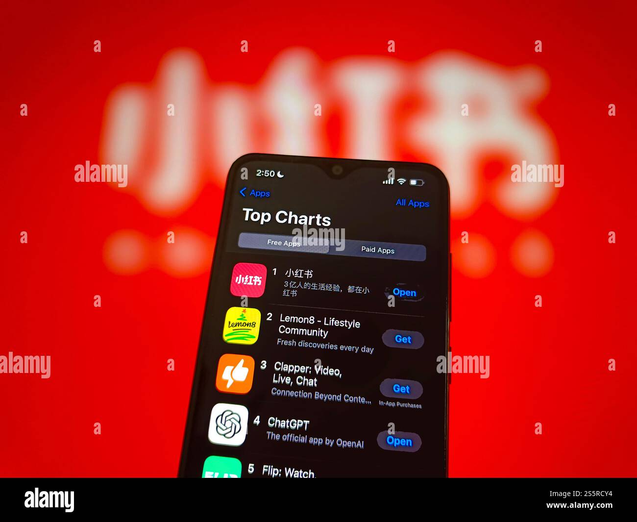 SUQIAN, CHINA - JANUARY 15, 2025 - A illustration photo shows RedNote ...