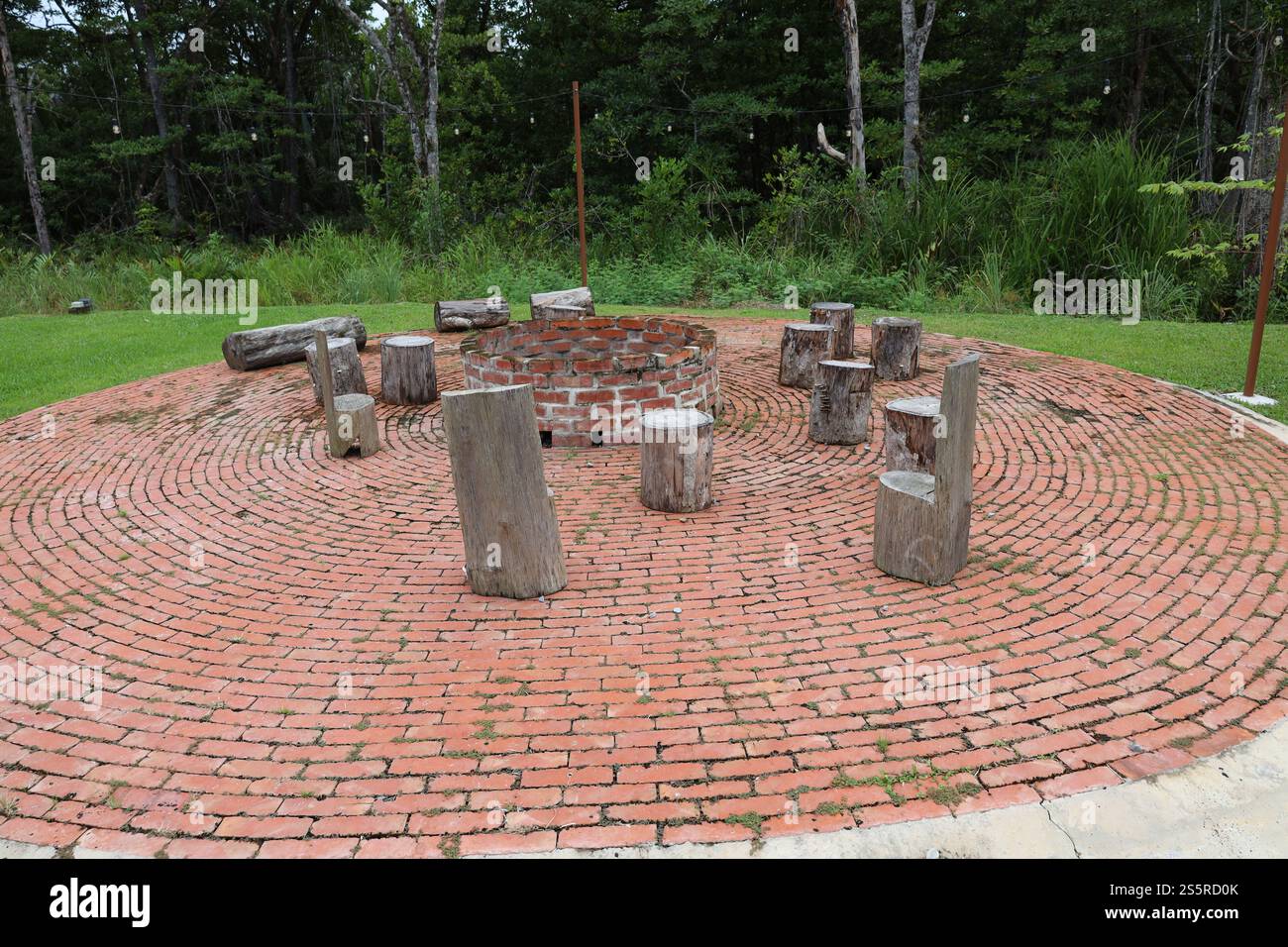 traditional Indigenous sharing circle with stools chairs made of carved ...