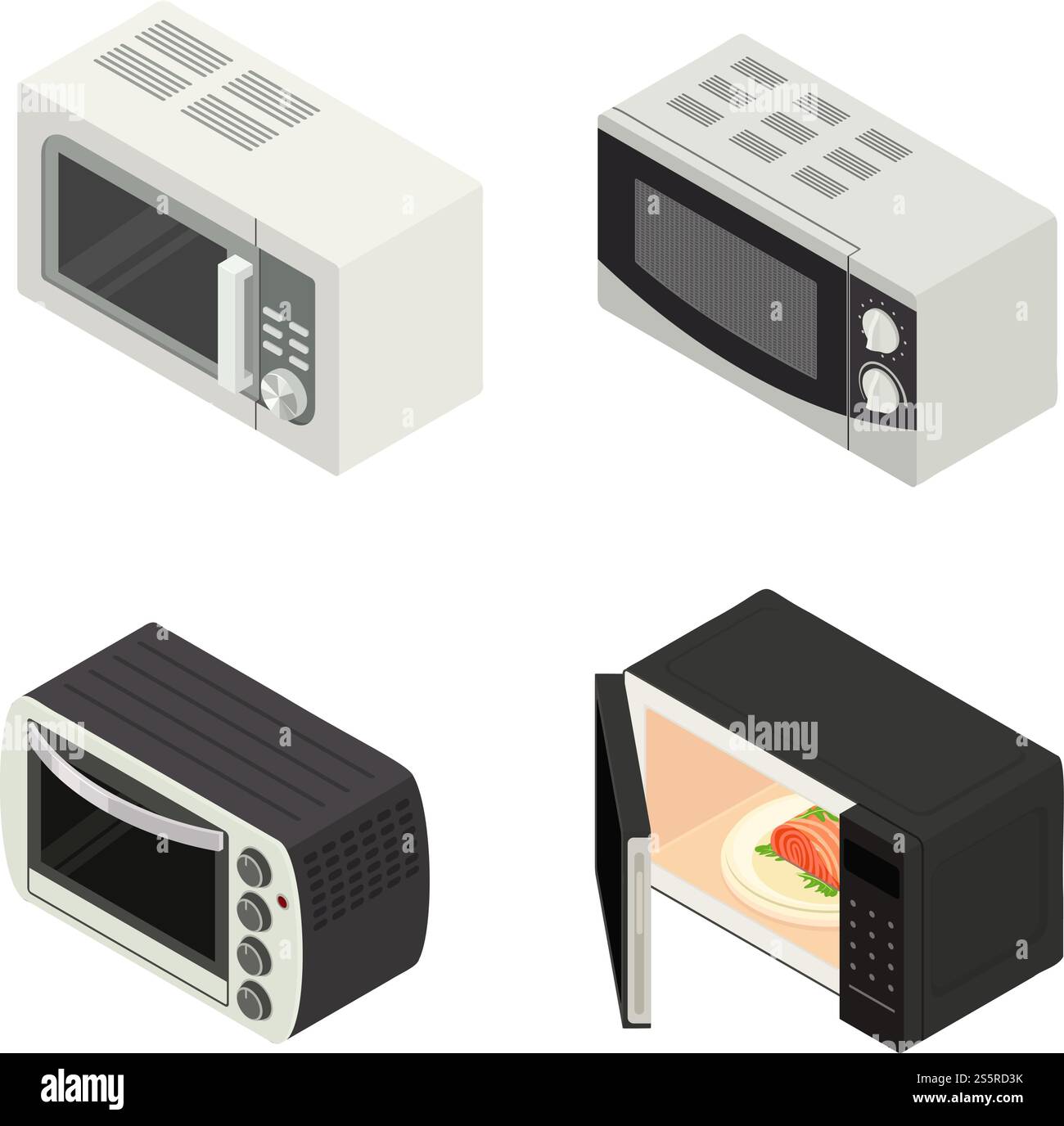 Microwave icons set. Isometric set of microwave vector icons for web ...