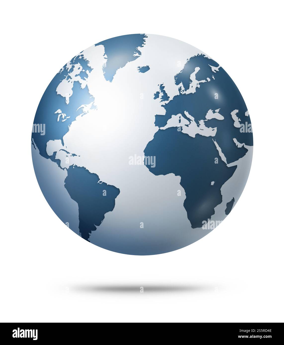 Blue grey earth globe isolated on white background. 3D illustration ...