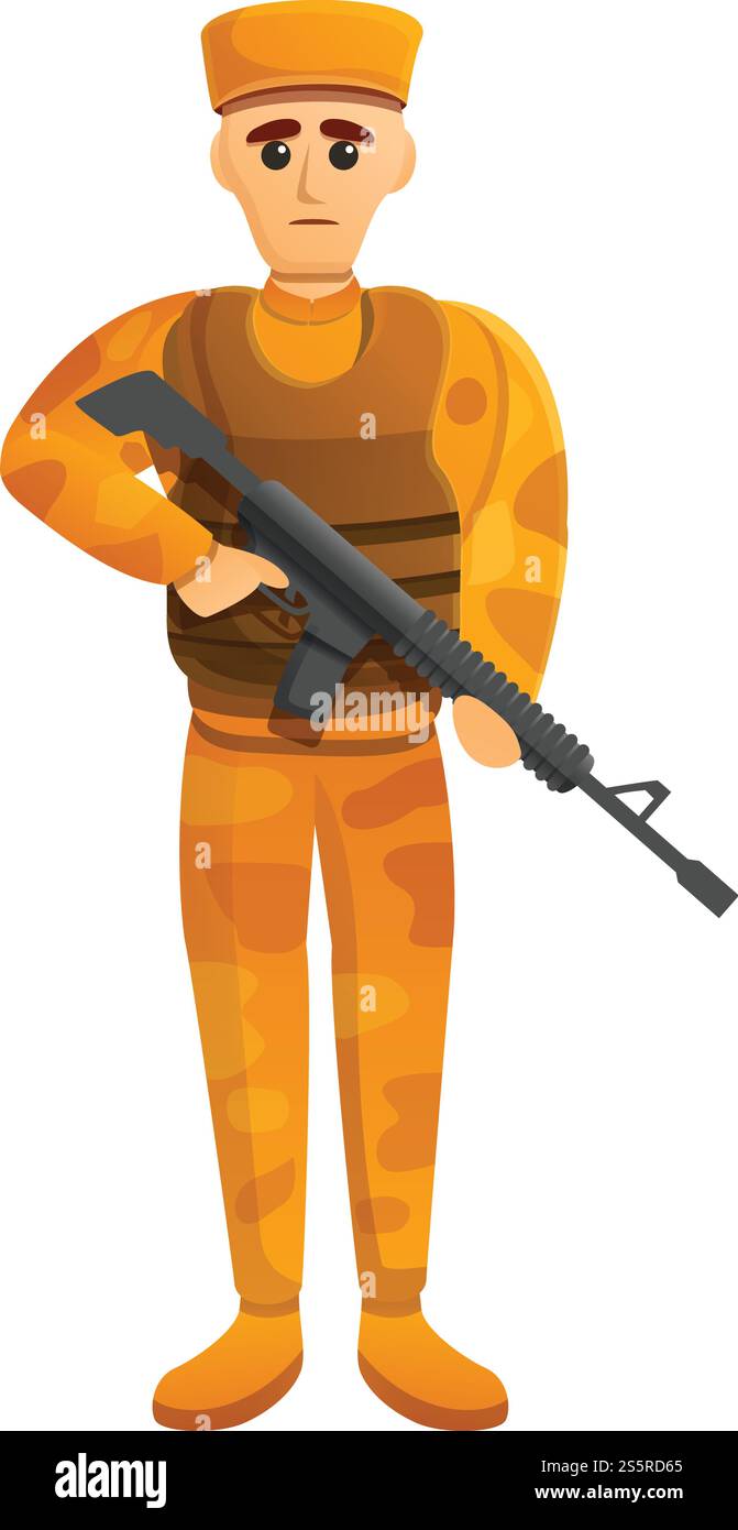 Combat desert soldier icon. Cartoon of combat desert soldier vector ...