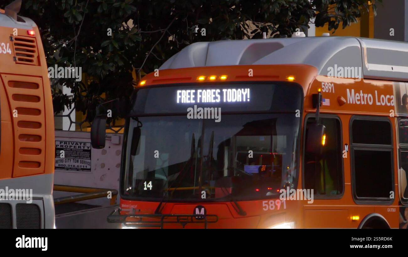 Los Angeles, California USA 14th January 2025 LA Metro Bus Free Fares ...