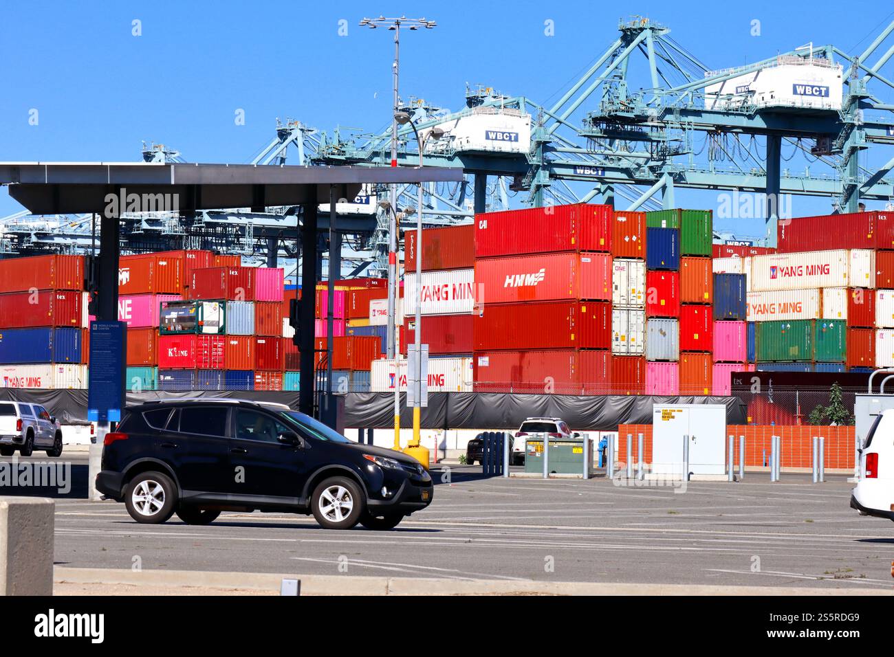 A variety of shipping containers stored at the Port of Los Angeles in ...