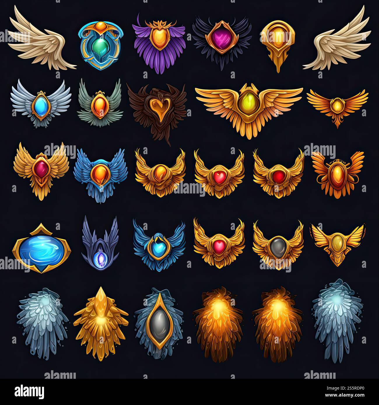 feather wing eagle game ai generated. emblem element, shape angel ...