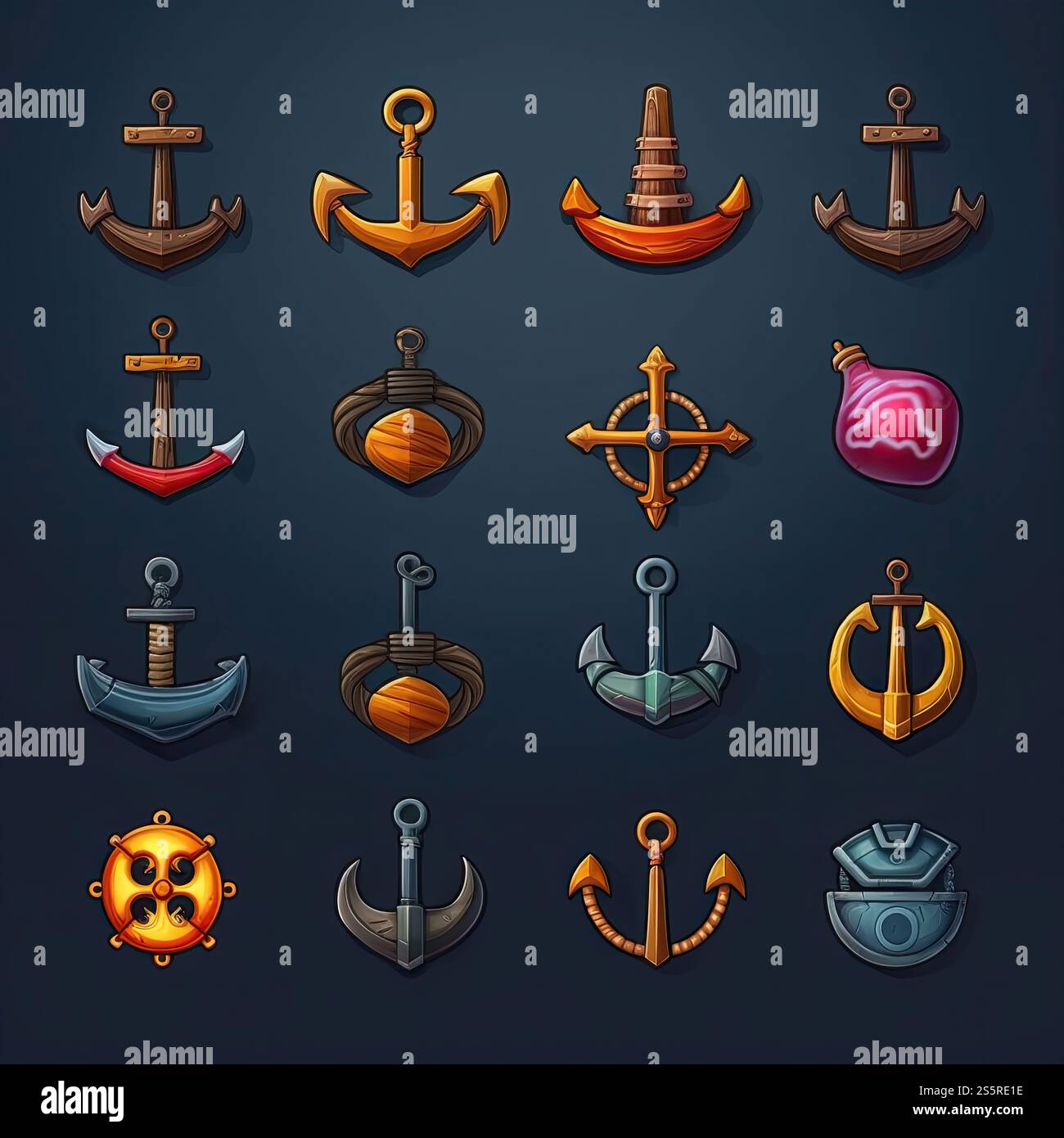 icon anchor ship game ai generated. design navy, ocean object, vintage ...