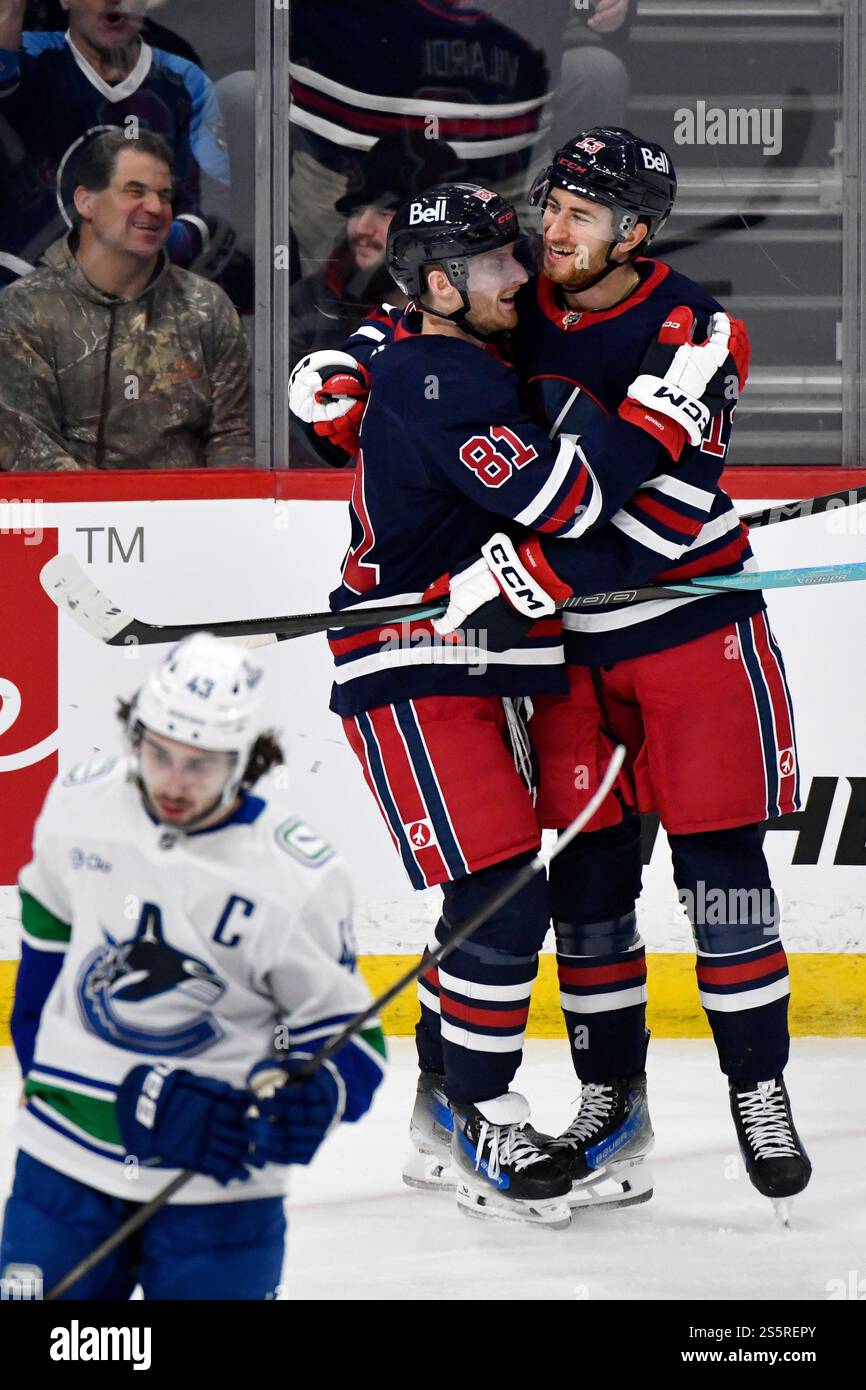 Winnipeg Jets' Kyle Connor (81) celebrates his goal against the ...