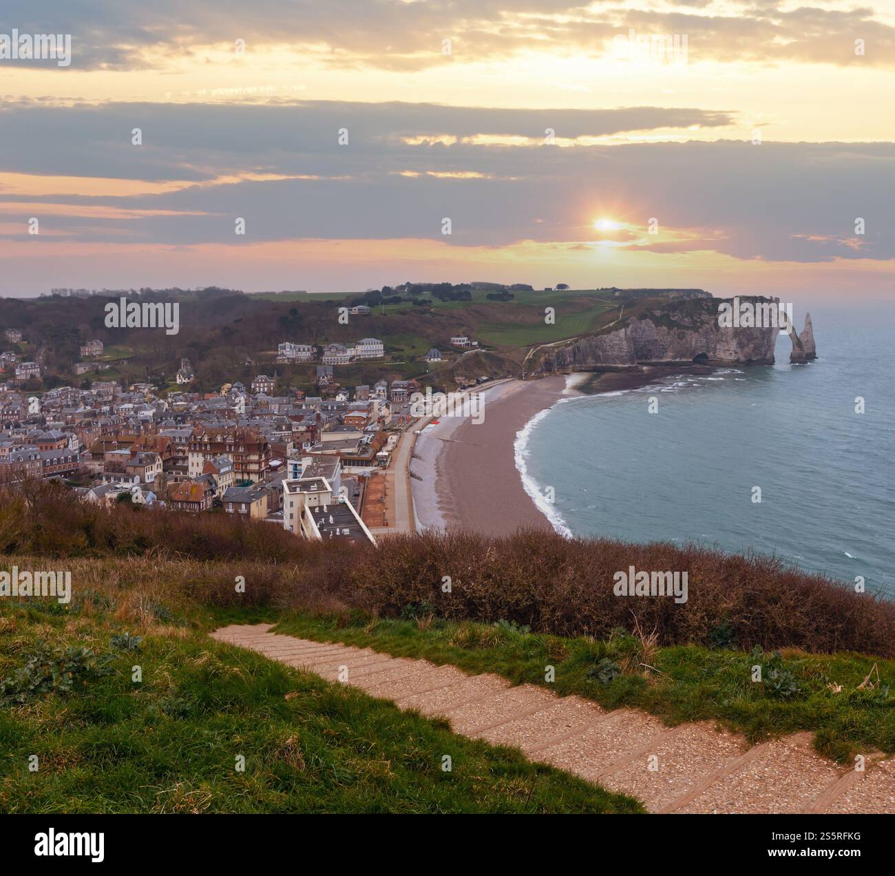 Etretat spring coast, France. View from the top Stock Photo - Alamy