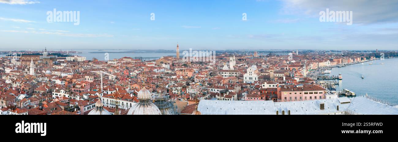 Venice city (Italy) evening top view. Panorama. All people are ...