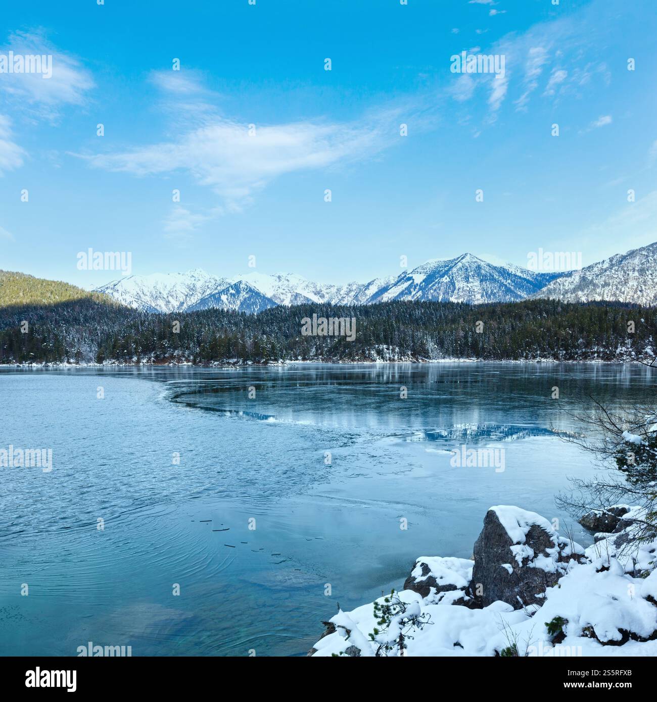 Eibsee lake winter view, Bavaria, Germany Stock Photo - Alamy