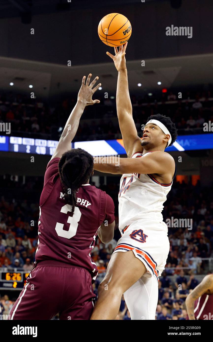 Auburn center Dylan Cardwell (44) shoots over Mississippi State forward ...