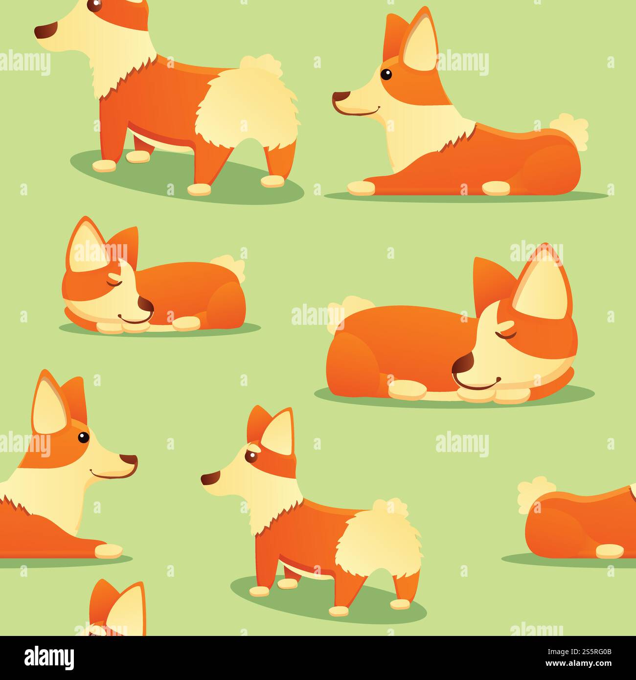 Corgi dog pattern. Cartoon illustration of corgi dog vector pattern for ...