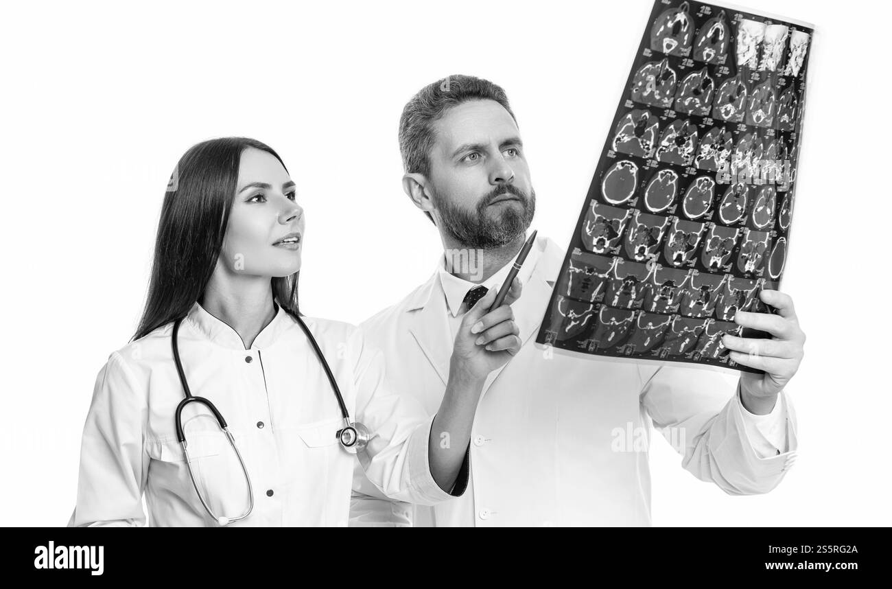 Doctor and Radiologist Discuss Diagnosis with mri scan. doctor give ...