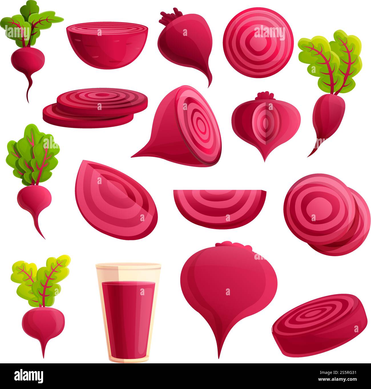 Beet icons set. Cartoon set of beet vector icons for web design. Beet icons set, cartoon style ...
