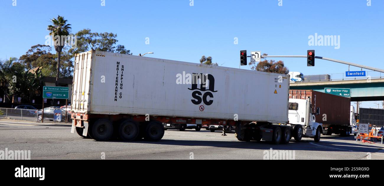 Freight Truck carrying a MSC Mediterranean Shipping Co. shipping ...