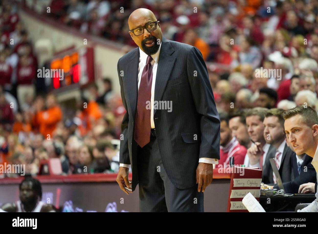Indiana head coach Mike Woodson look at his bench as his team plays ...