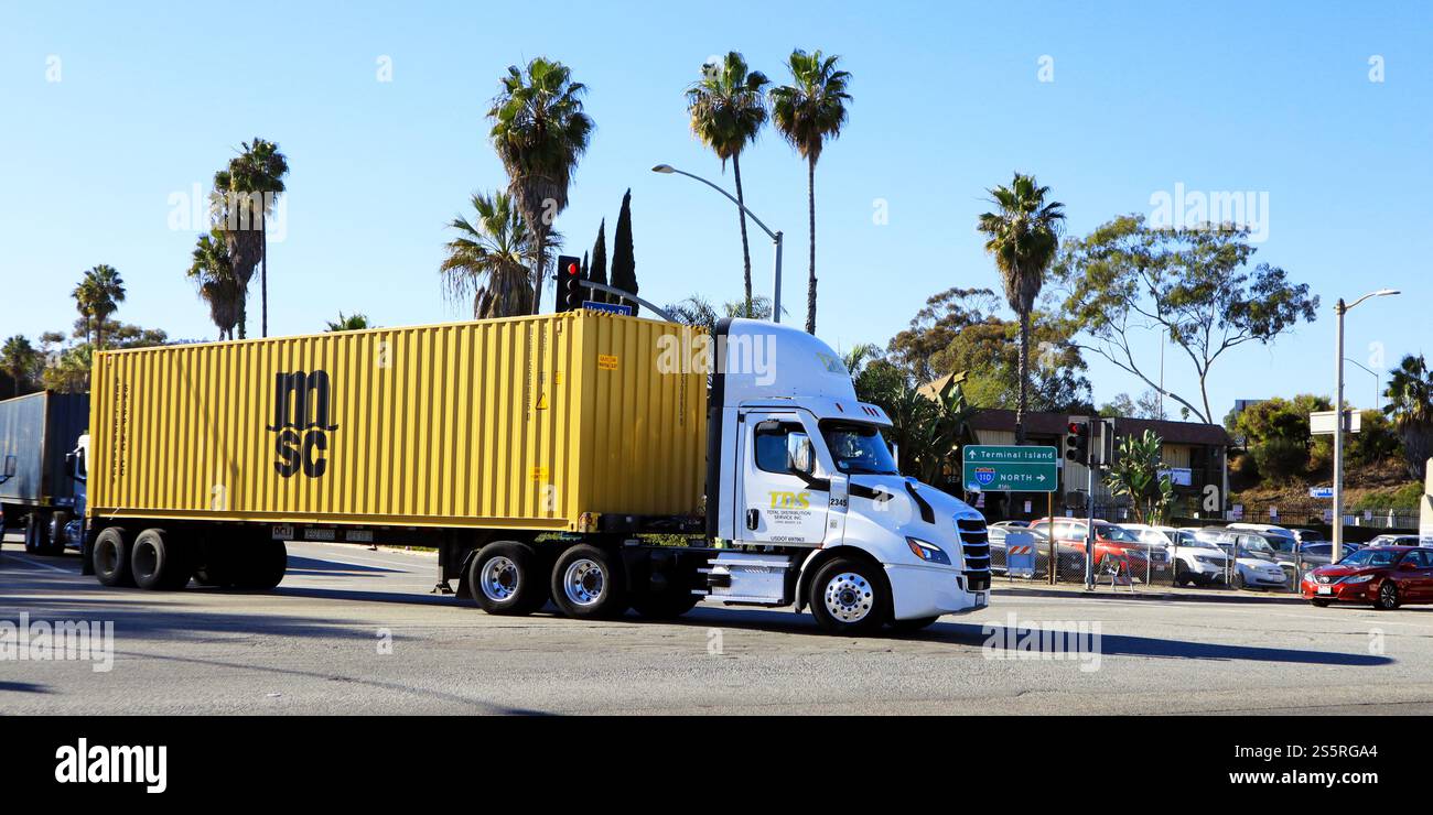 Freight Truck carrying a MSC Mediterranean Shipping Co. shipping ...