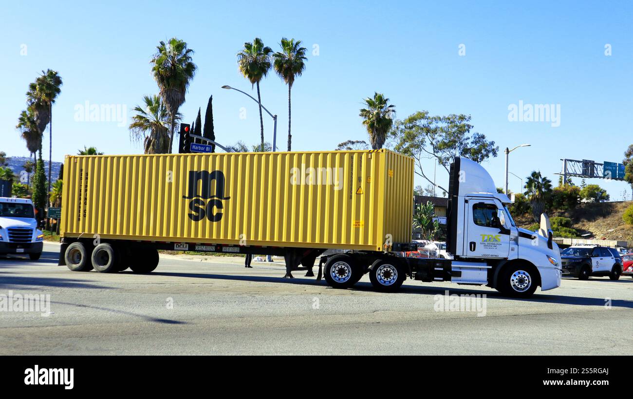 Freight Truck carrying a MSC Mediterranean Shipping Co. shipping ...