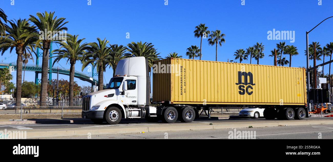 Freight Truck carrying a MSC Mediterranean Shipping Co. shipping ...