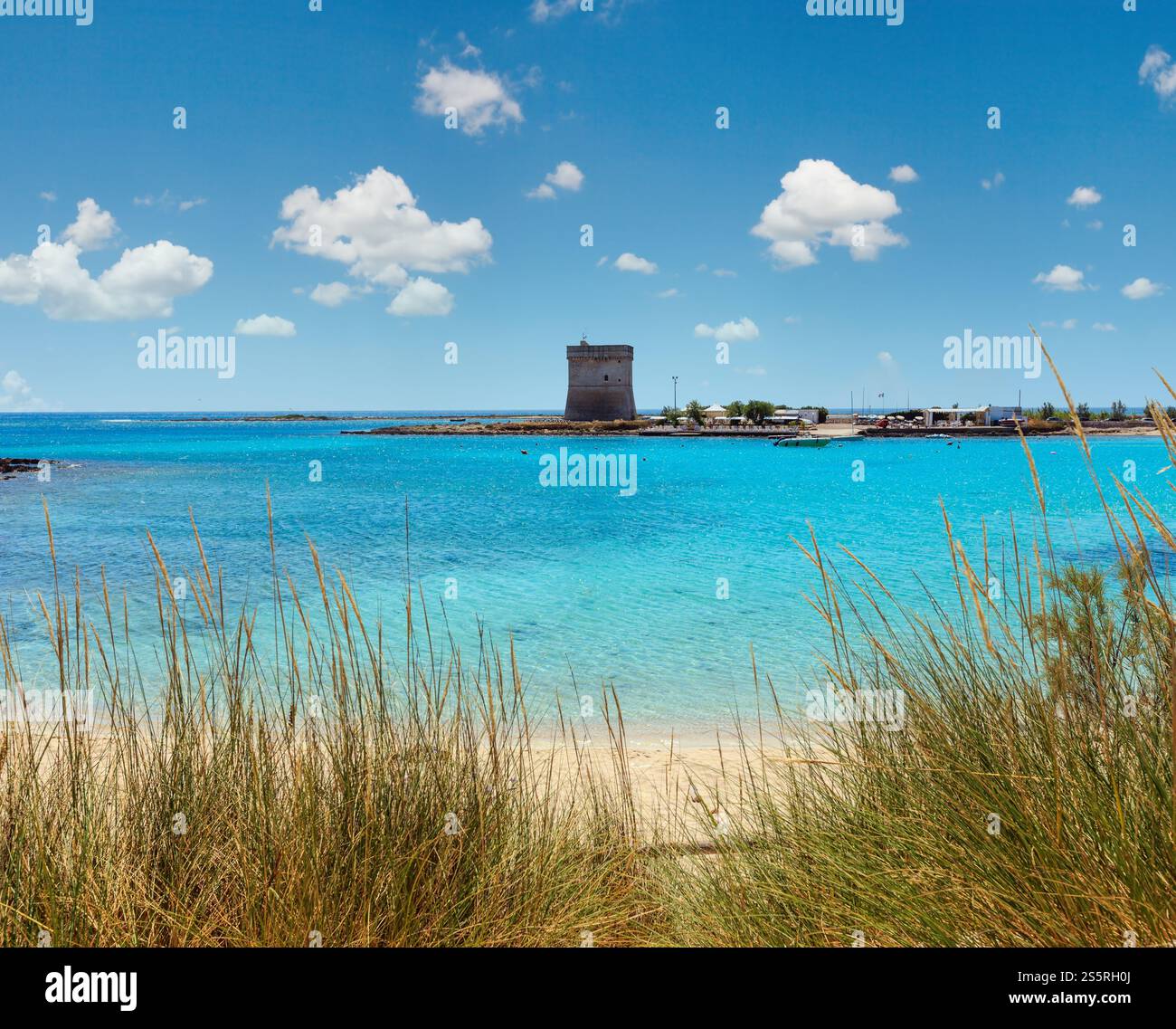 Picturesque Torre Chianca beach and historical fortification tower ...