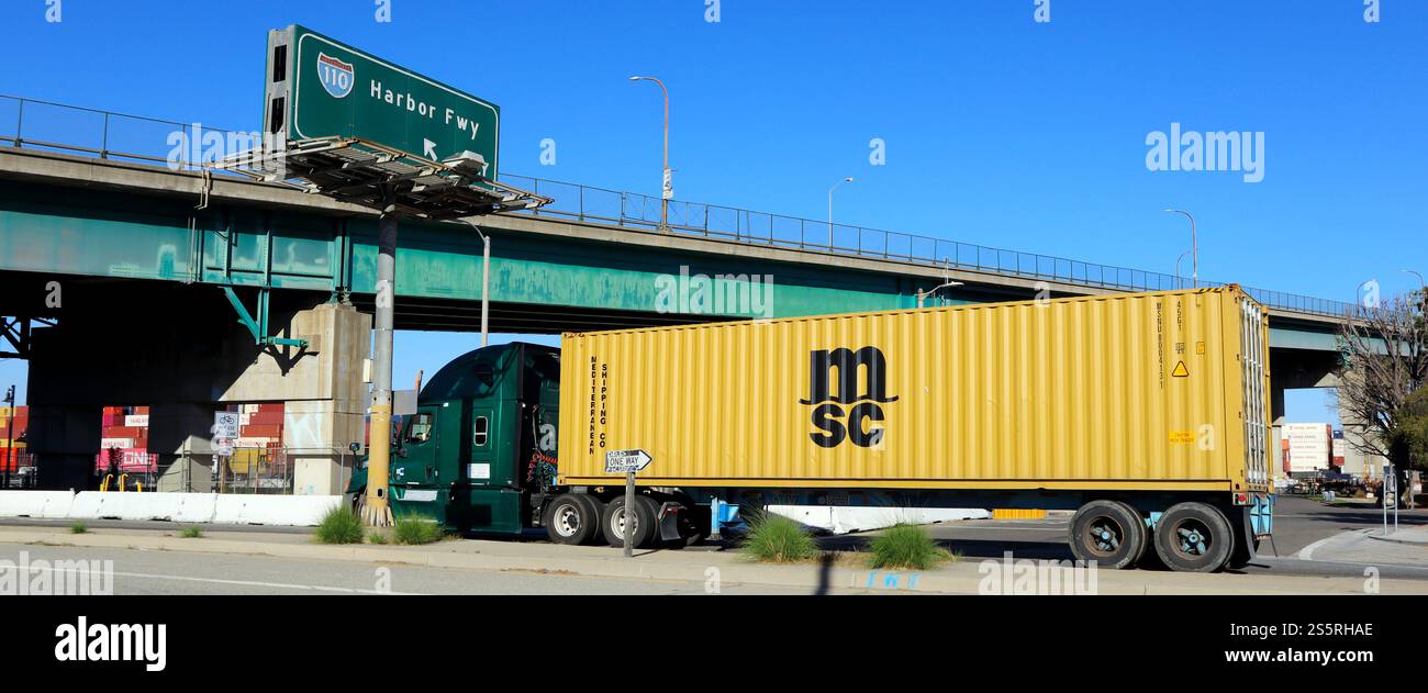 Freight Truck carrying a MSC Mediterranean Shipping Co. shipping ...