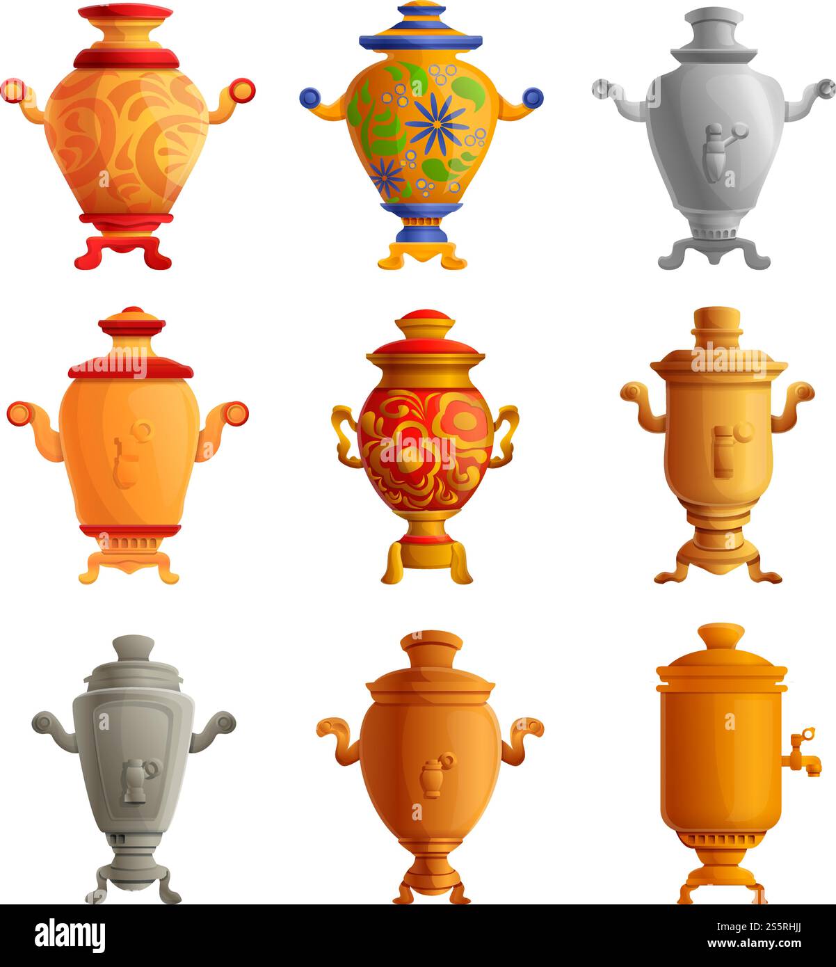 Samovar icons set. Cartoon set of samovar vector icons for web design ...