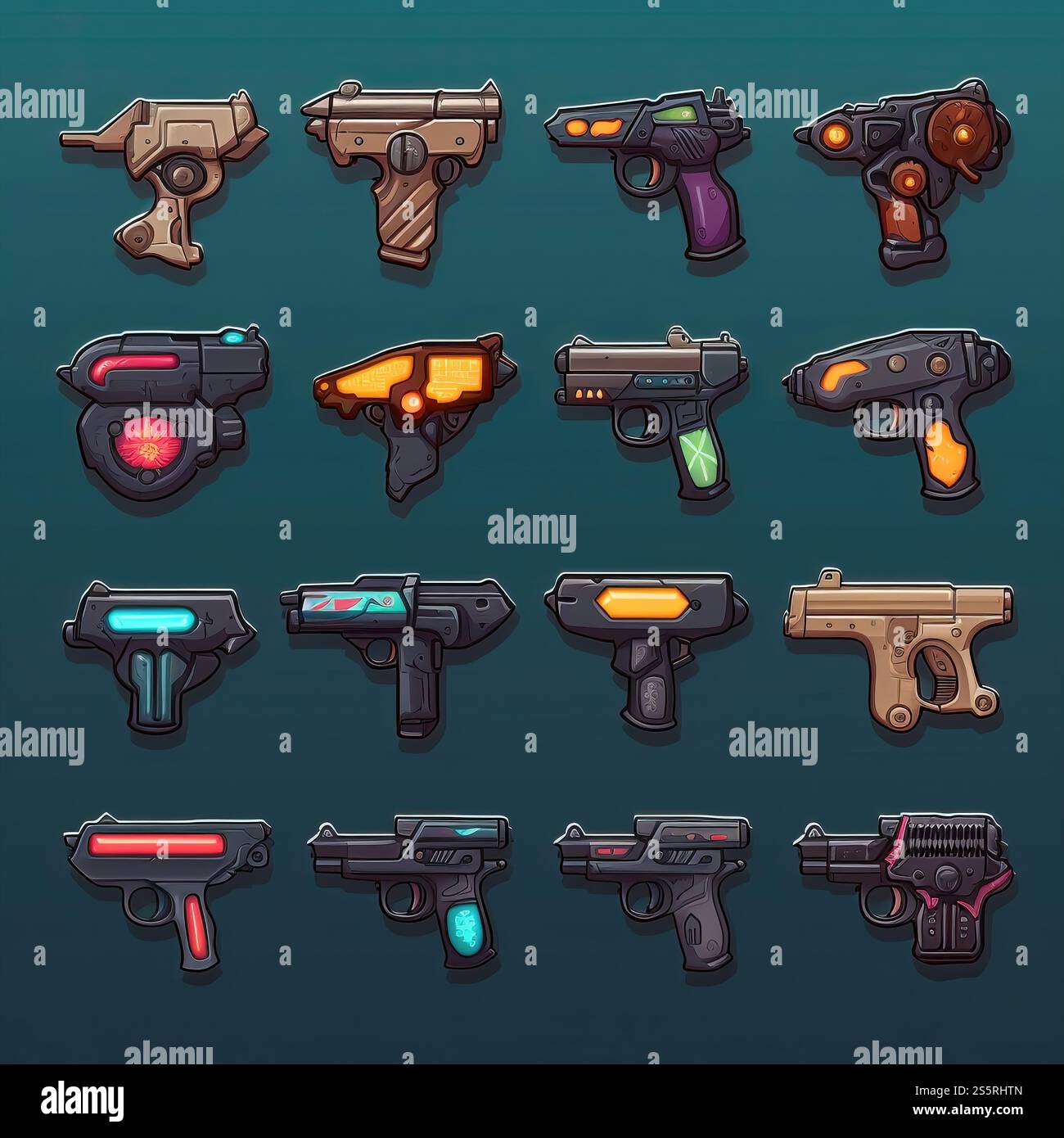 revolver pistol weapon game ai generated. automatic crime, police trigger, fire security ...