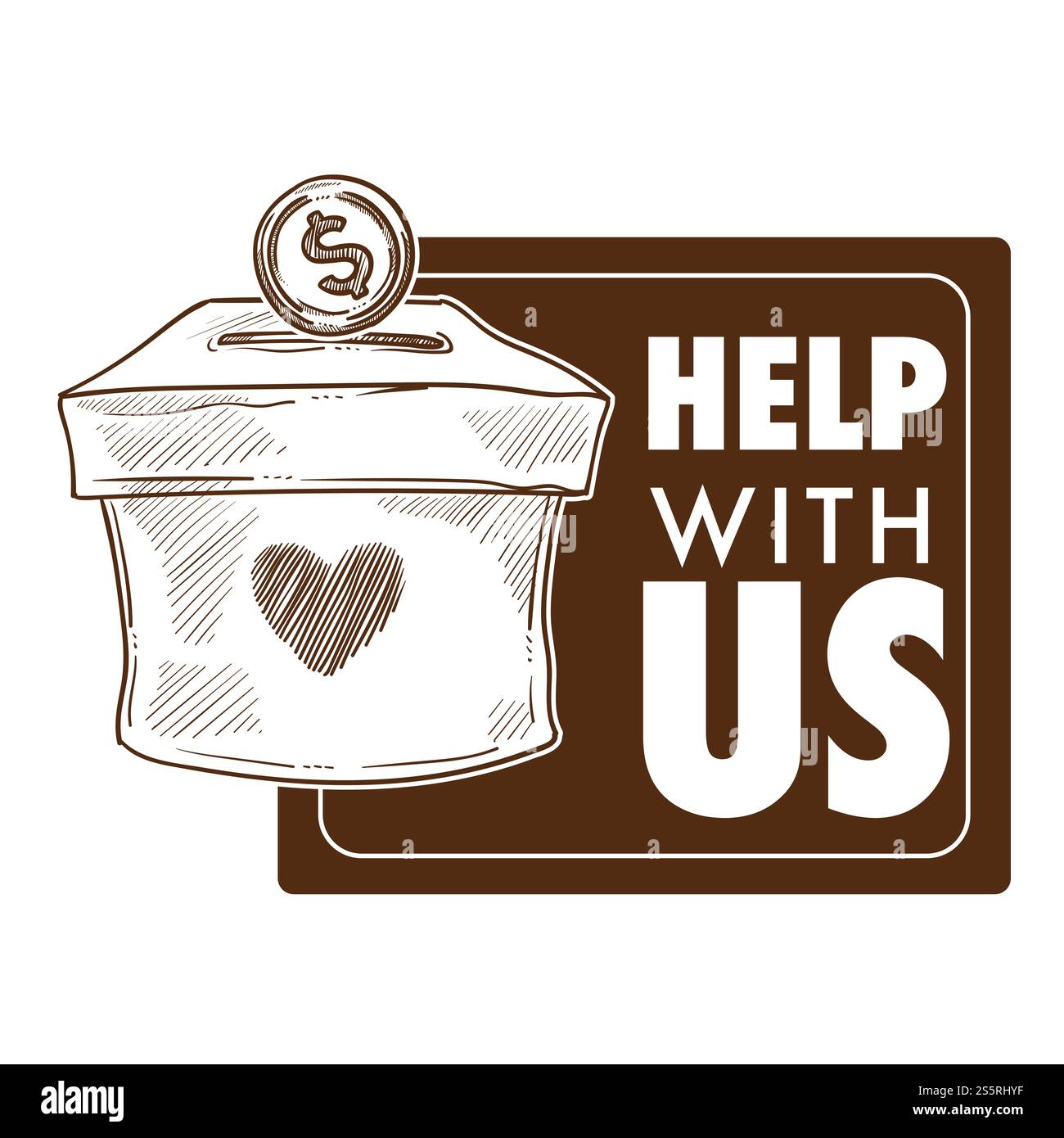 Help with us titled banner, sign, poster design for charity, donation ...