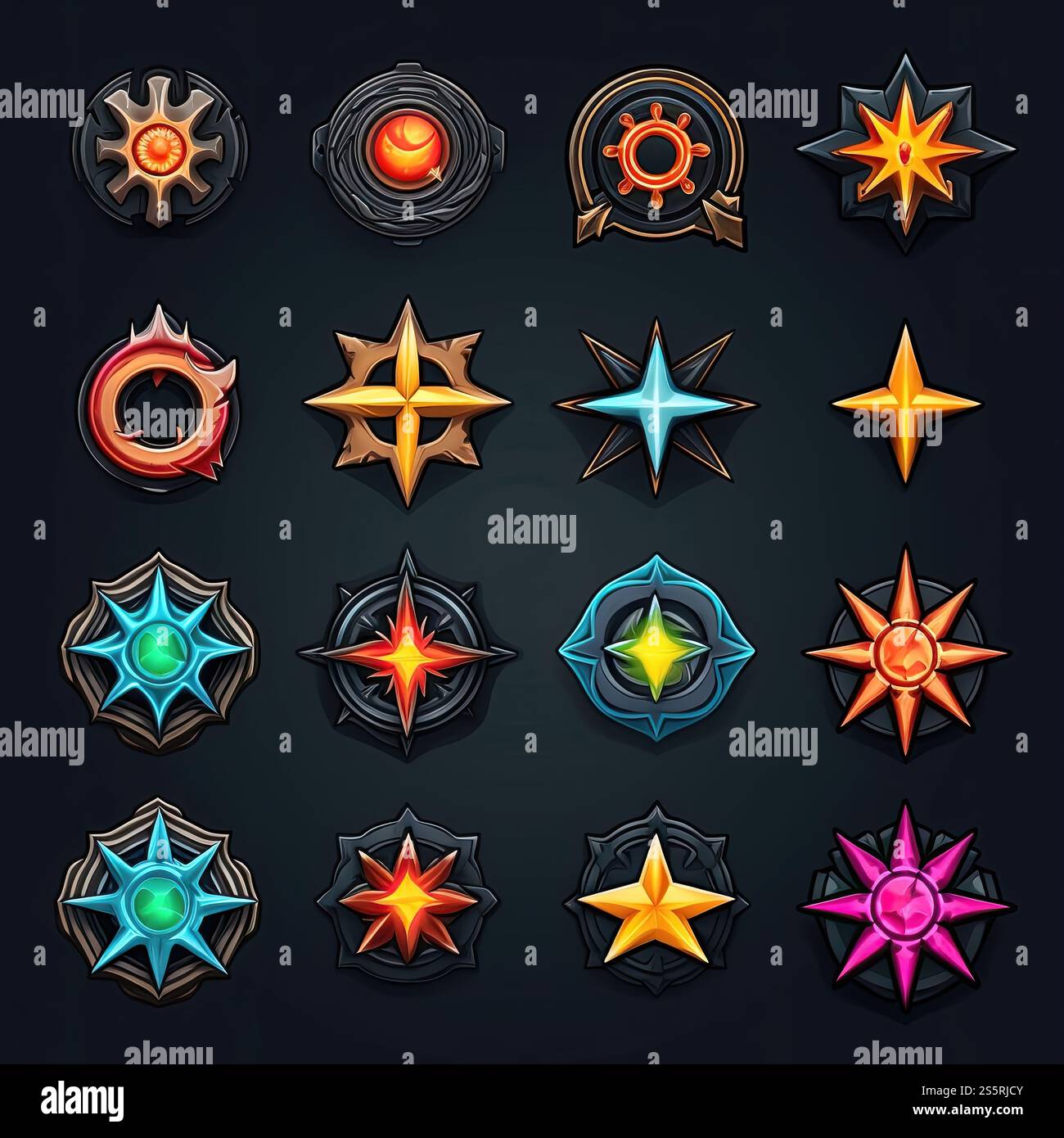 metal shuriken weapon game ai generated. object dangerous, black icon ...