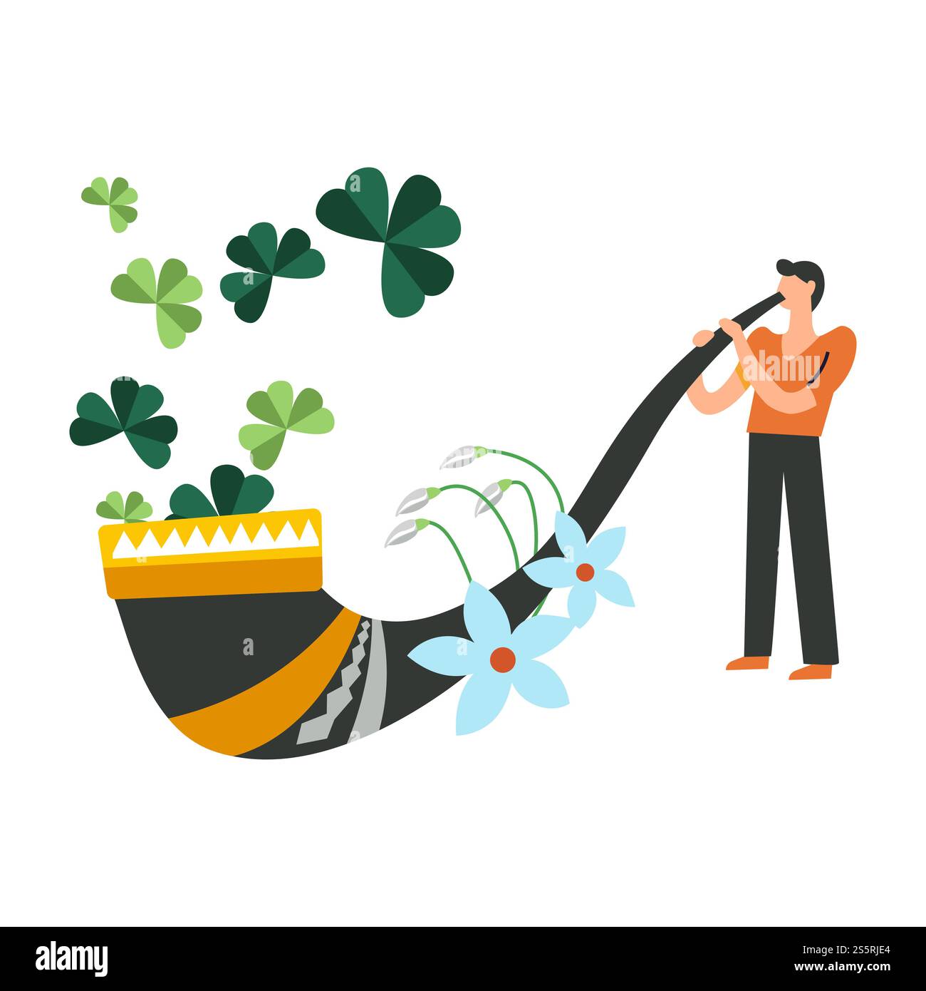 Saint Patrick holiday celebration traditional vegetation and man vector ...