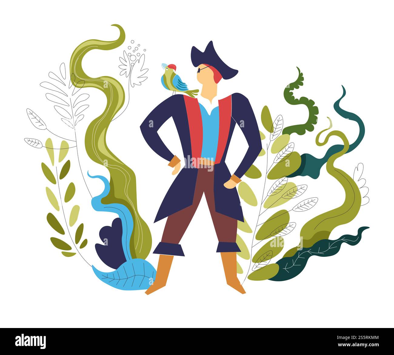 Pirate wearing special commander hat and costume dangerous people ...