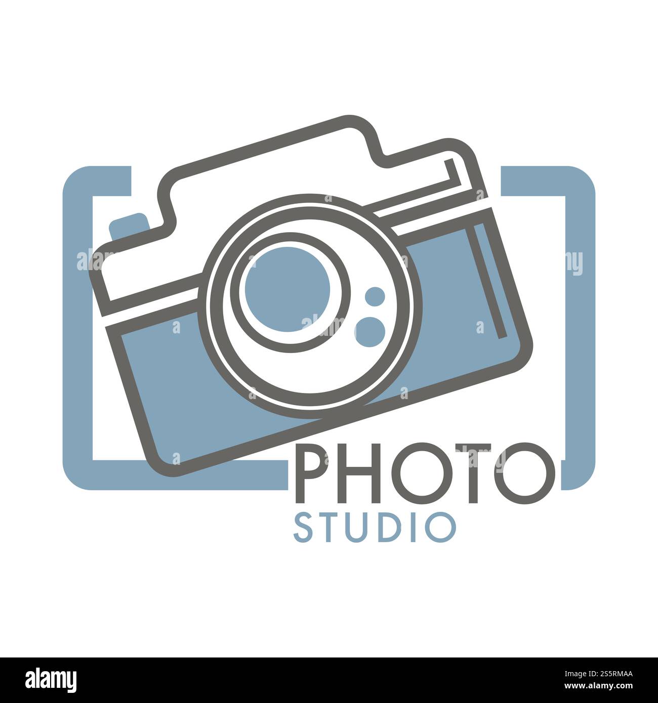 Photo studio camera with glass lens in frame vector. Professional ...