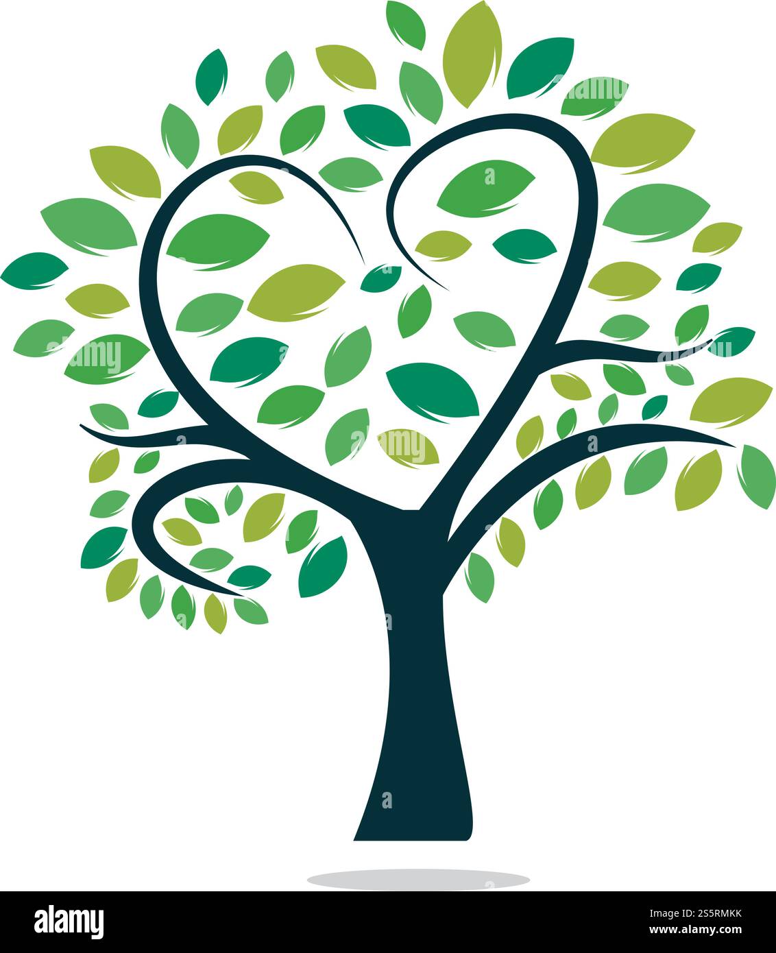 Abstract heart tree vector logo design. Ecological icon tree vector ...