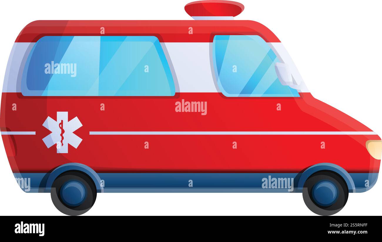Red ambulance car icon. Cartoon of red ambulance car vector icon for ...