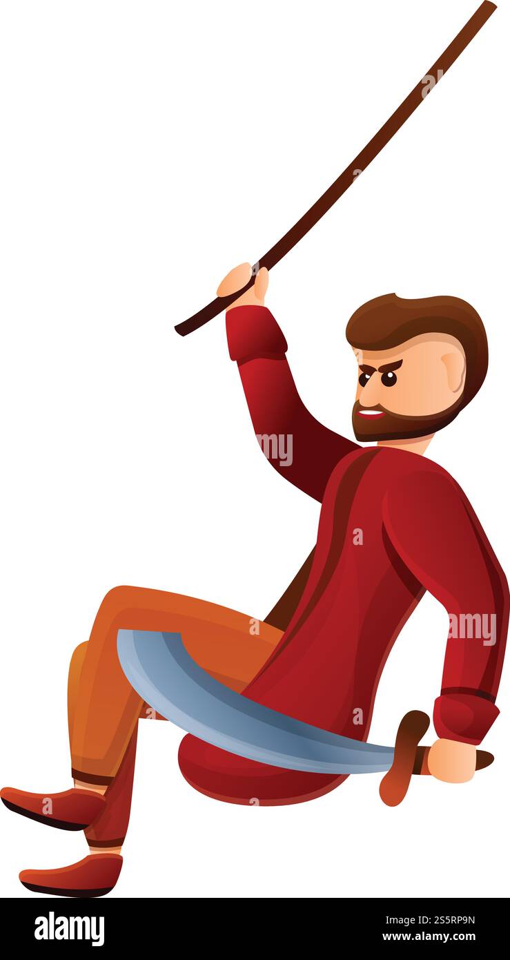 Pirate with sword icon. Cartoon of pirate with sword vector icon for ...