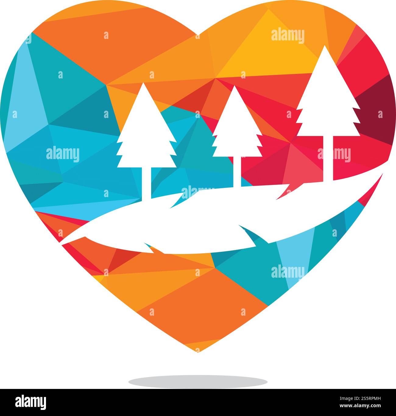 Countryside in shape of heart. Love of landscape. Logo or icon vector ...