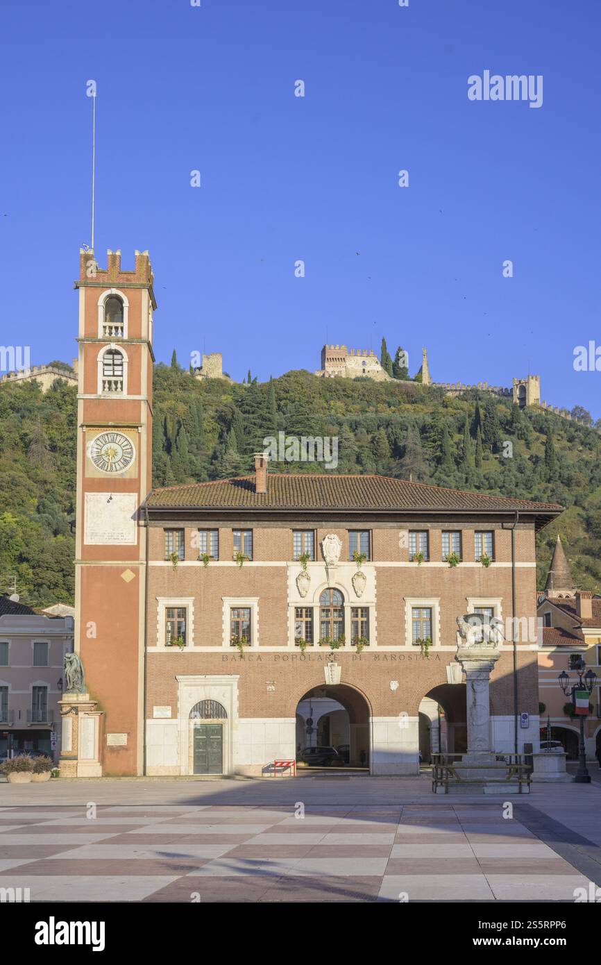 Piazza Castello with chessboard pattern, the town hall and Castello ...