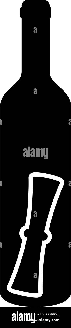 Bottle with letter Message concept Folded scroll document in old ...