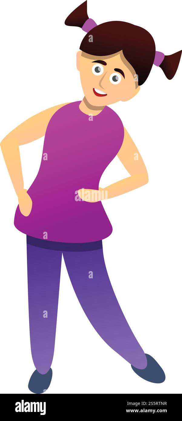 Girl morning exercise icon. Cartoon of girl morning exercise vector ...