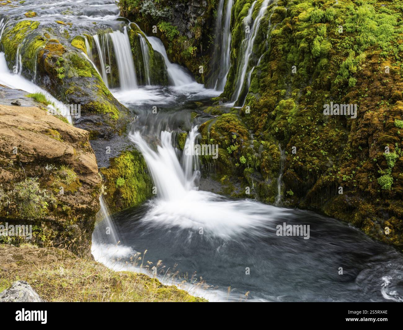 Waterfalls in the Gjain Valley, South Iceland, Iceland, Europe Stock ...