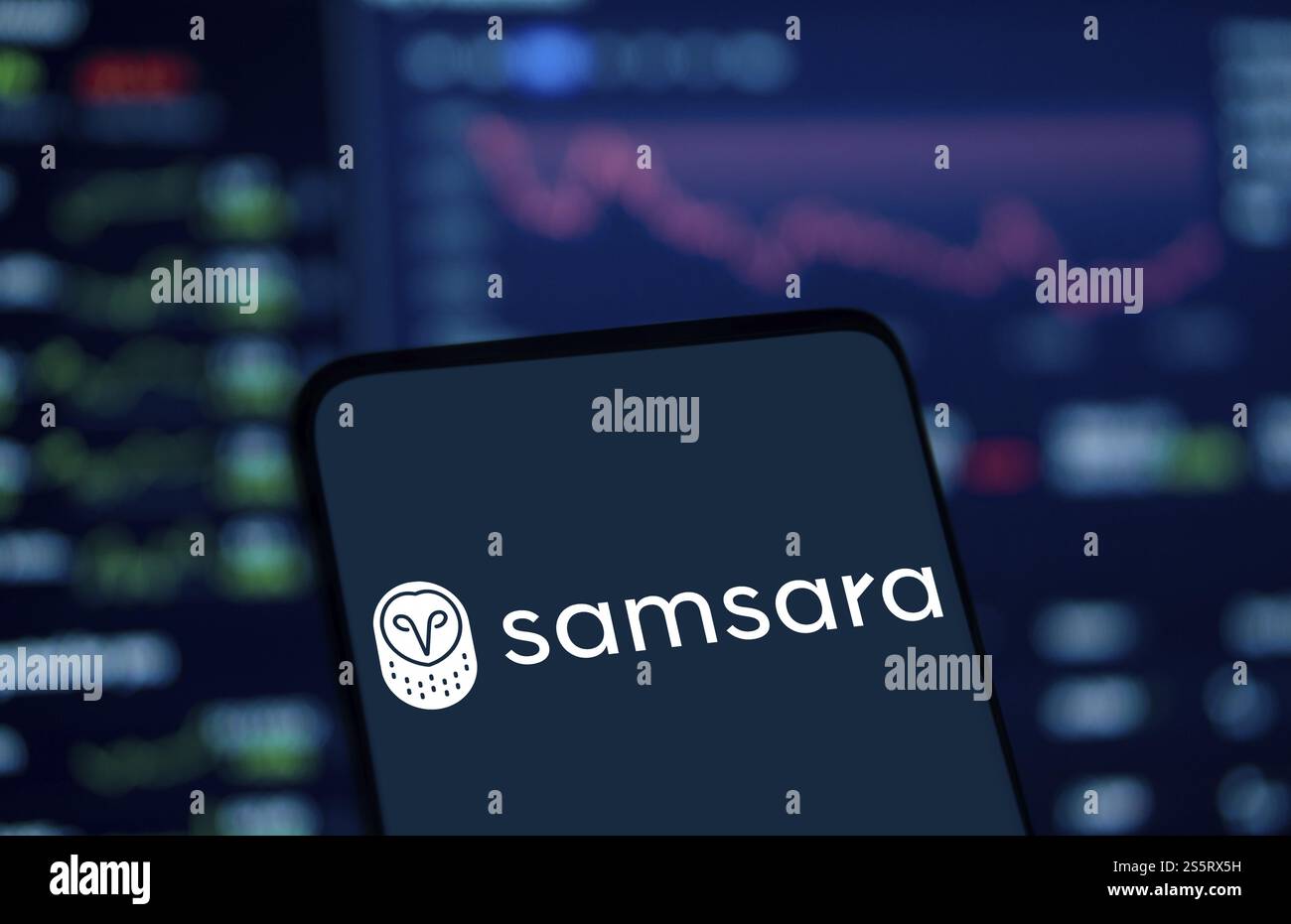 samsara logo is displayed on smartphone. Samsara Inc. is an American ...
