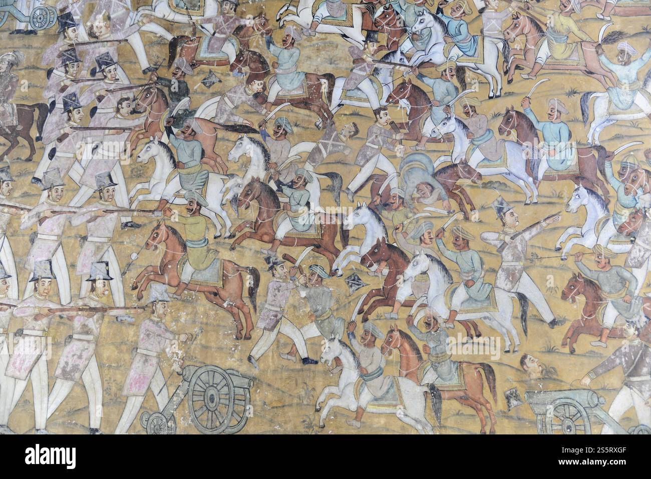 Mysore, Karnataka, South India, India, Asia, Vivid historical mural ...