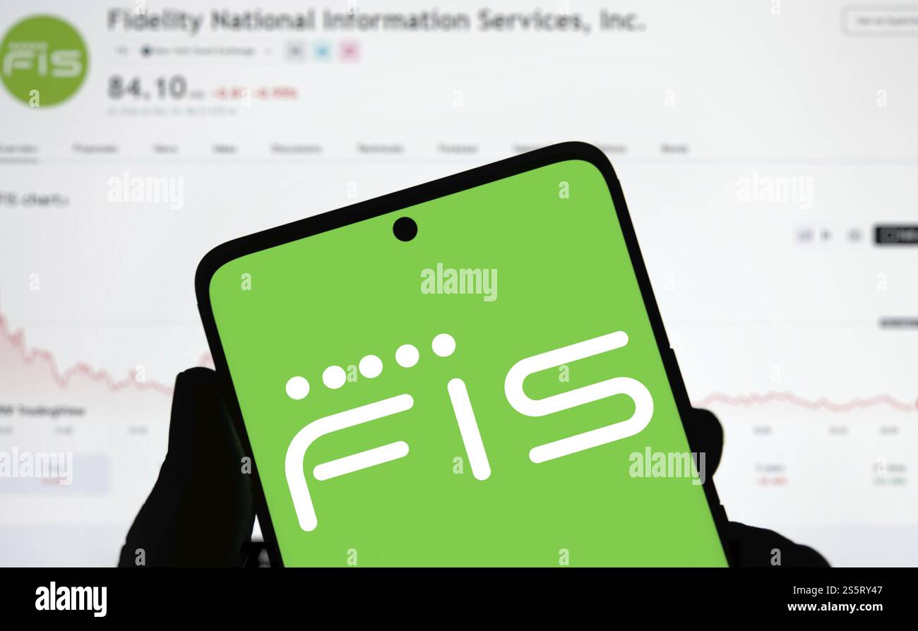 fis logo is displayed on smartphone. Fidelity National Information ...