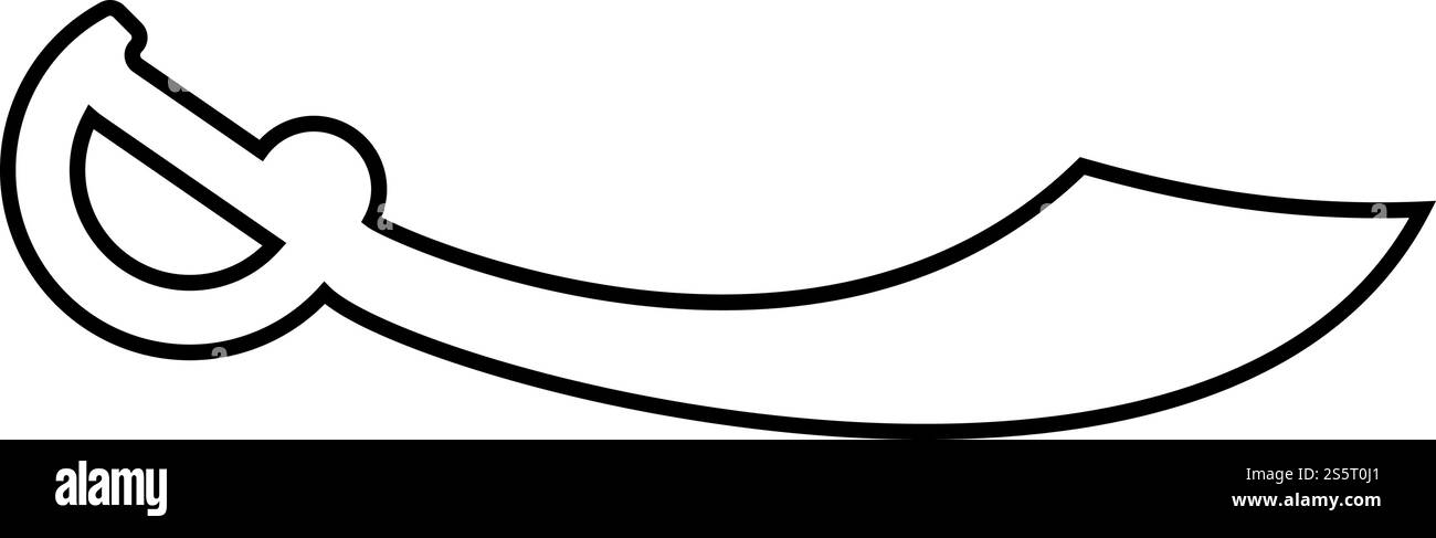 Pirate saber Cutlass icon outline black color vector illustration flat ...