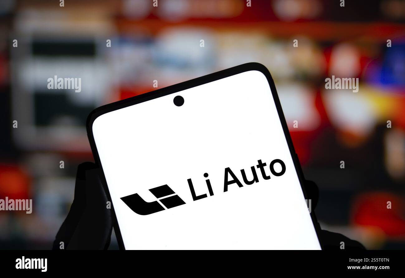 Li auto logo is displayed on smartphone. Li Auto Inc is a Chinese ...