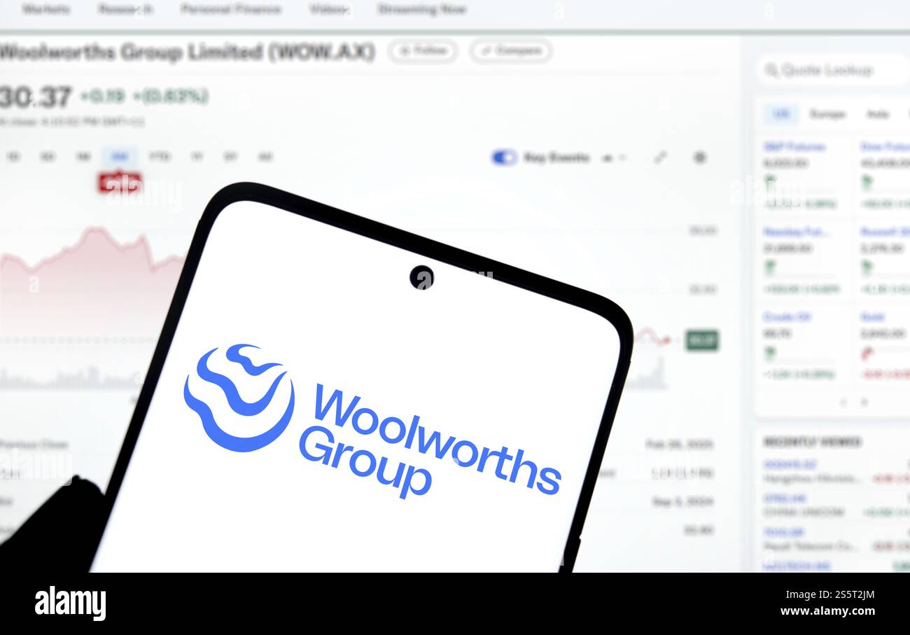 Woolworths group logo is displayed on smartphone. Woolworths Group ...