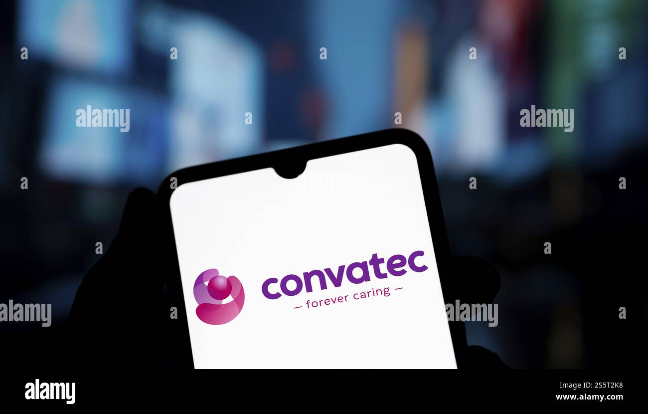 convatec logo is displayed on smartphone. Convatec is a medical ...