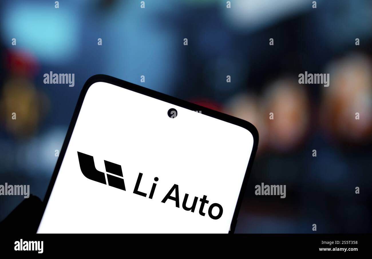 Li auto logo is displayed on smartphone. Li Auto Inc is a Chinese ...